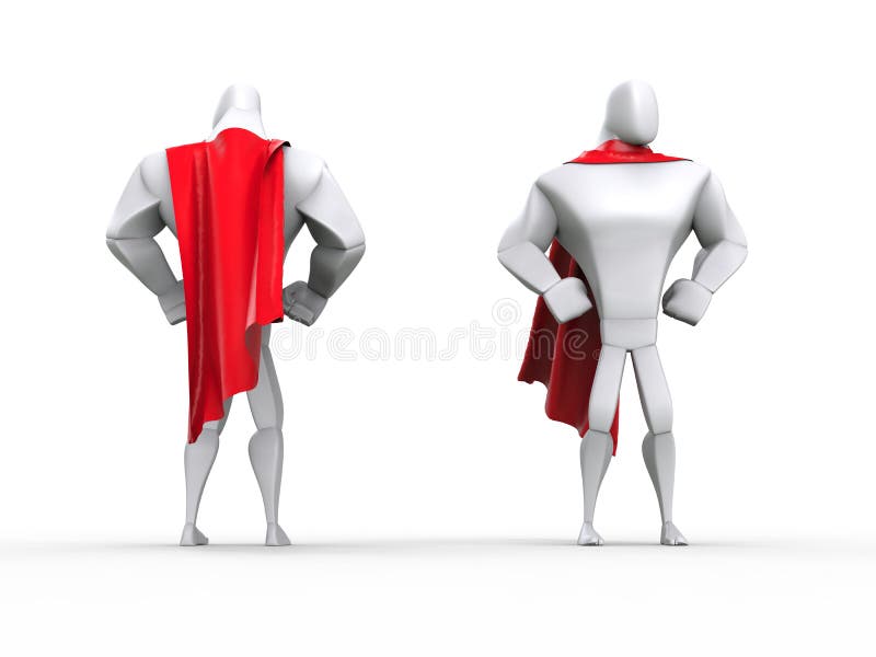 Superhero Guy with Red Cape - Front and Back View Stock Illustration ...