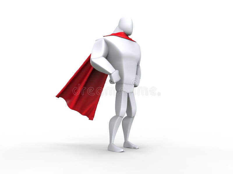 Superhero Guy with Red Cape - Front and Back View Stock Illustration ...