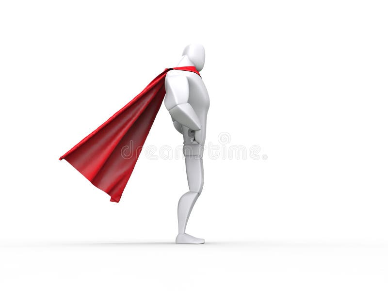 Superhero Guy with Red Cape - Front and Back View Stock Illustration ...