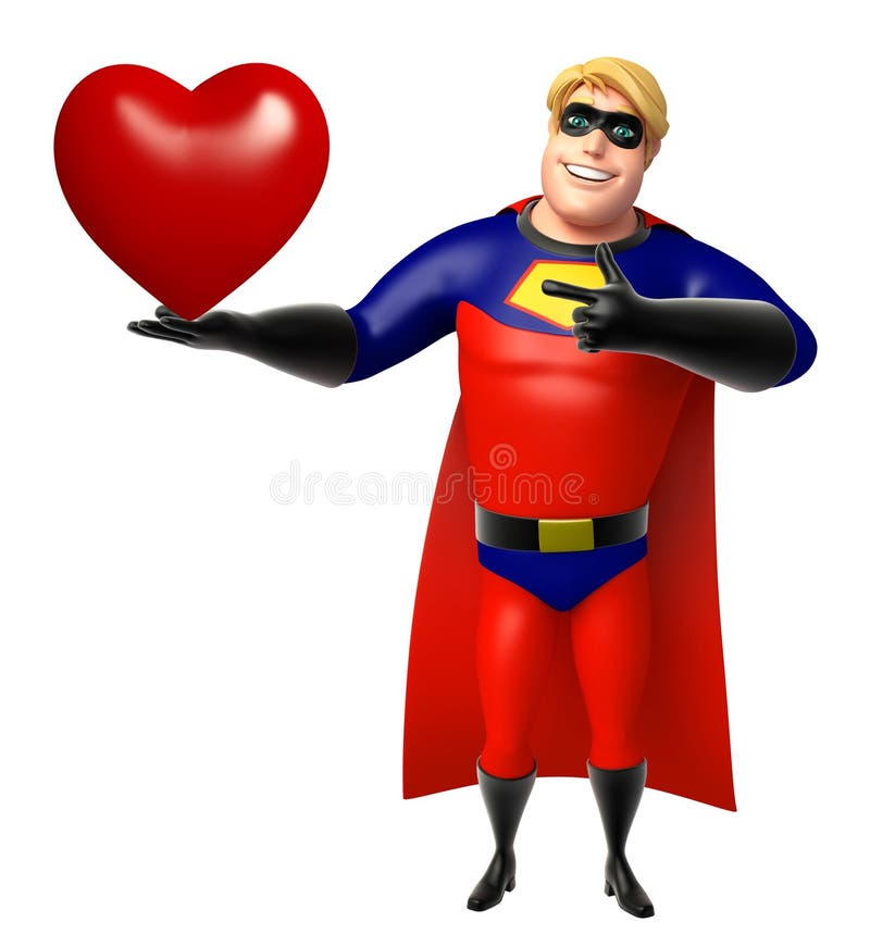 Superhero with Heart stock illustration. Illustration of futuristic ...