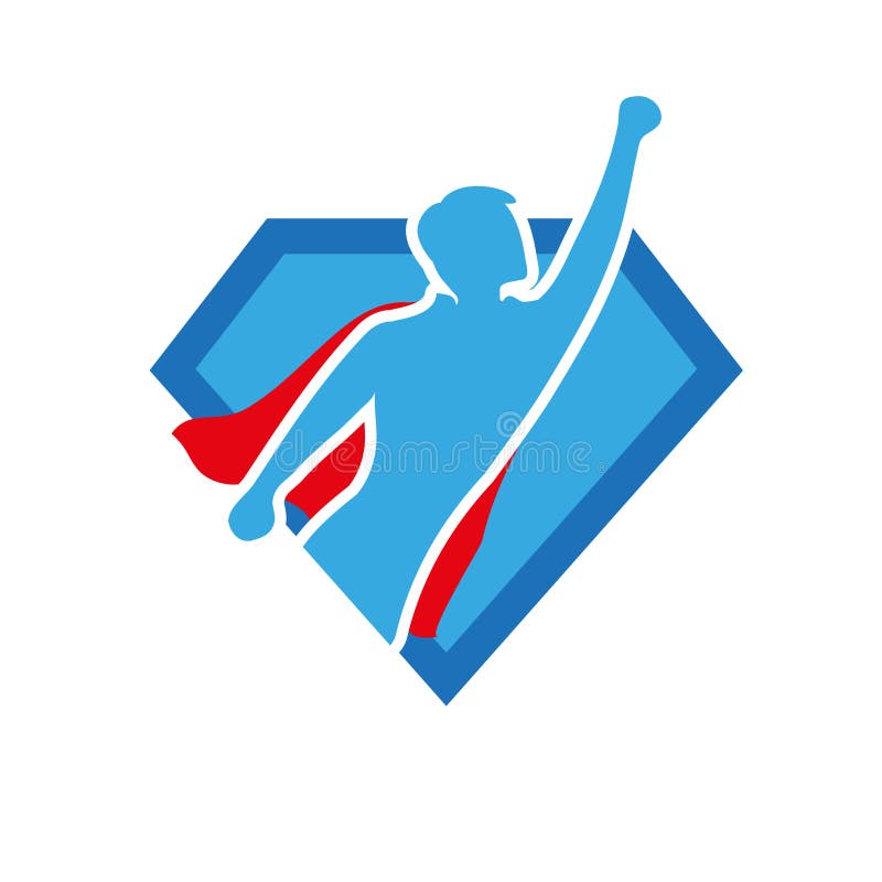 Superhero Icon. Vector Superhero Silhouette Wearing Red Cloak Flying on ...