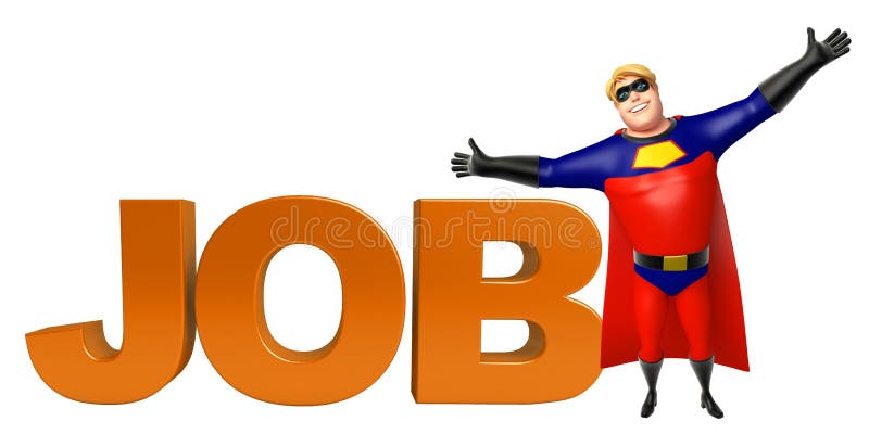 Superhero with Job sign stock illustration. Illustration of crime ...