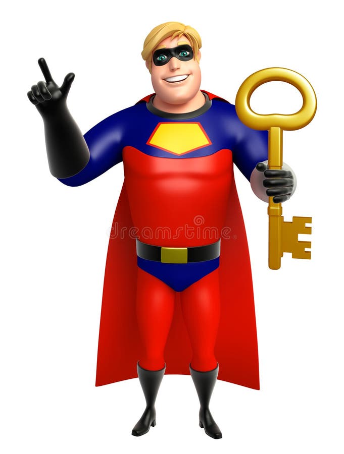 Superhero with Key stock illustration. Illustration of healthy - 77528713