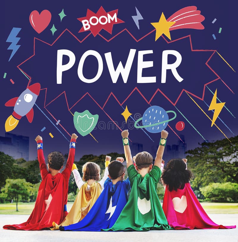 Superhero Kids Imagination Power Helper Concept Stock Photo - Image of ...