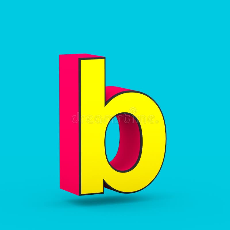 Superhero Red and Yellow Letter B Lowercase Isolated on Blue Background ...