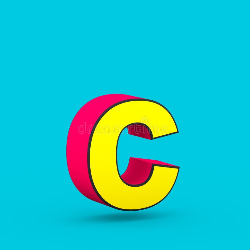 Superhero Red and Yellow Letter C Lowercase Isolated on Blue Background ...