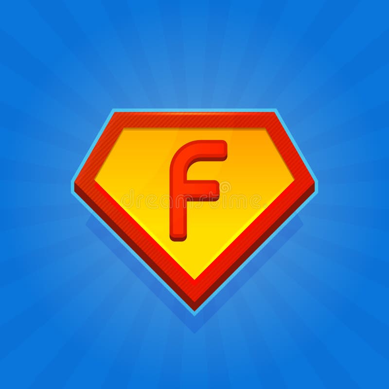 Superhero Logo Icon with Letter F on Blue Background. Vector Stock ...