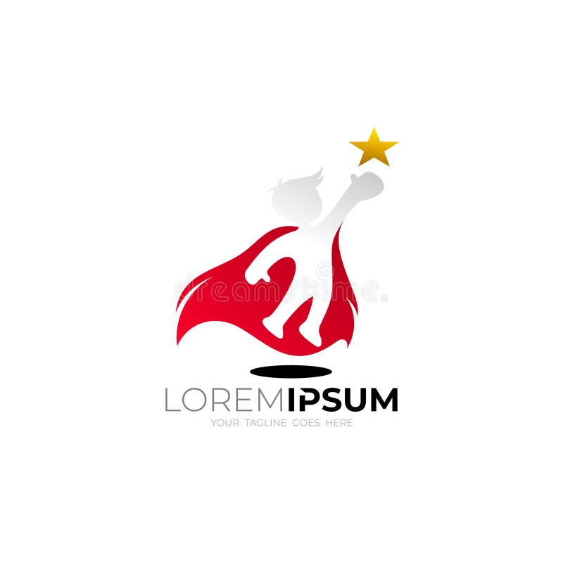 Superhero Logo and Simple Design Template, Children and Star Icon Stock ...