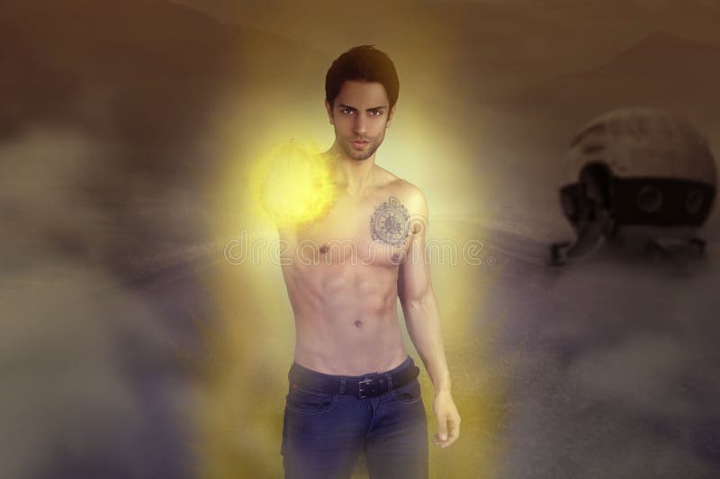 Superhero Making a Fireball Stock Photo - Image of energy, fantasy ...