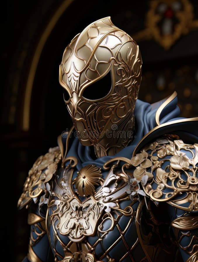 Superhero Man in Gold Mask with Golden Patterns in the Form of Web. AI ...