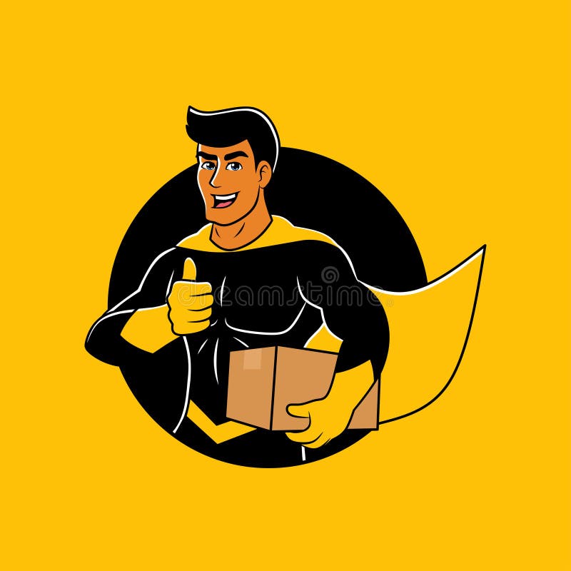 Superhero Mascot for Delivery Logo Design Stock Vector - Illustration ...