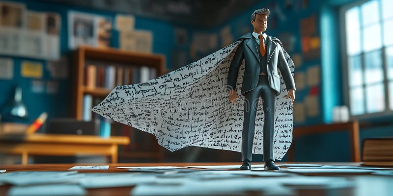Superhero Miniature Figure in Library Setting Background Wallpaper ...