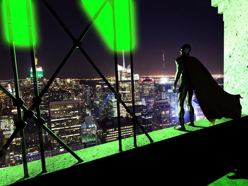 Superhero Night watch stock illustration. Illustration of looking ...