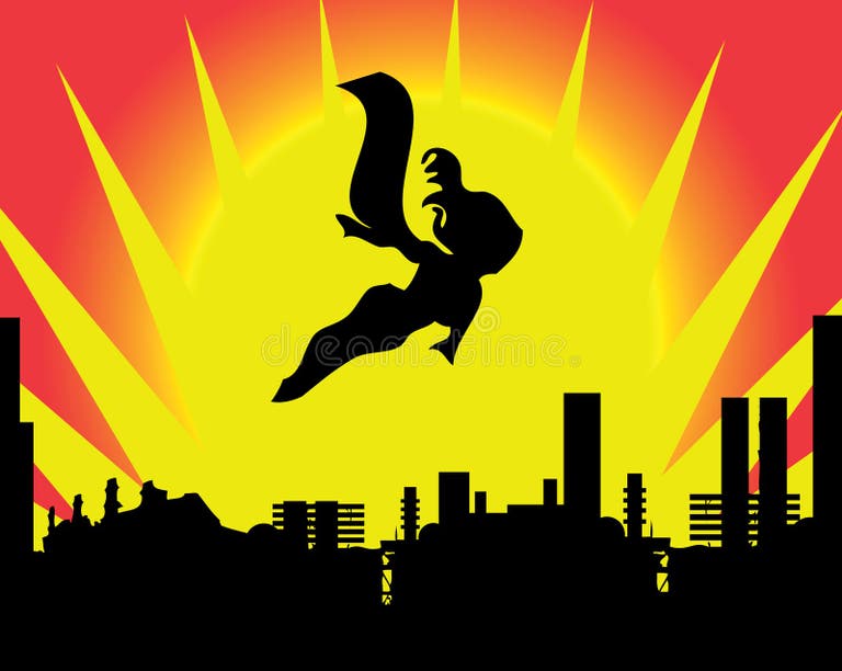 Superhero Past Bright Sun Burst Stock Illustration - Illustration of ...