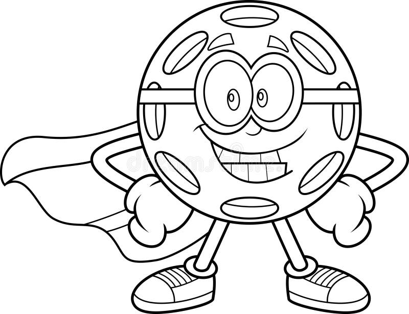 Superhero Pickleball Mascot with Cape and Mask Black and White Stock ...