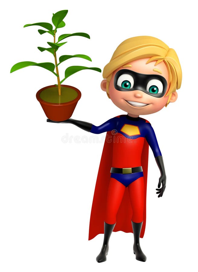 Superhero with Plant stock illustration. Illustration of protector ...