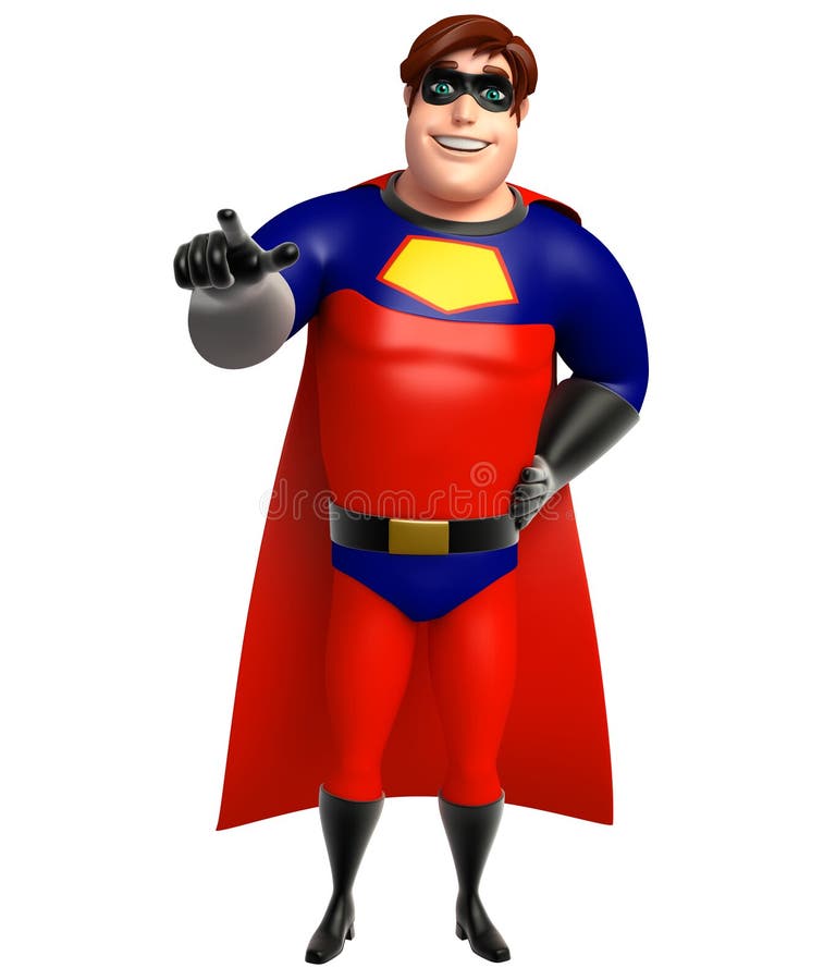 Superhero with Pointing Pose Stock Illustration - Illustration of fight ...