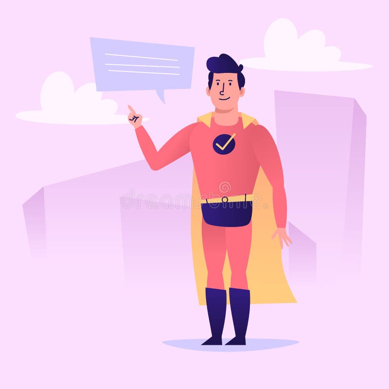 Superhero Points Finger and Smiles. Vector Character Stock Vector ...