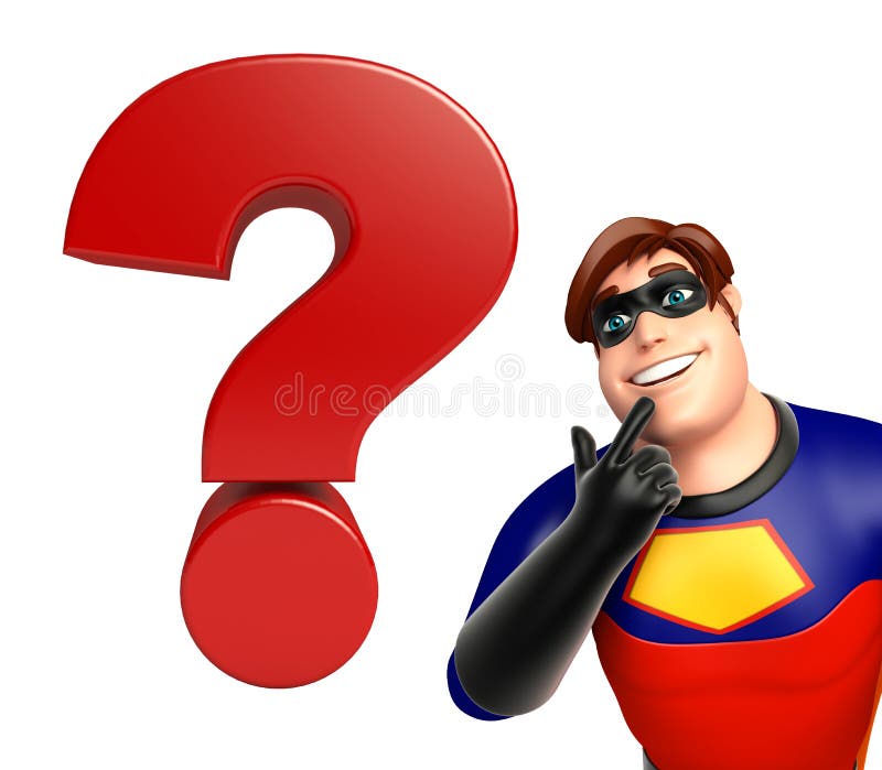 Superhero with Question Mark Sign Stock Illustration - Illustration of ...