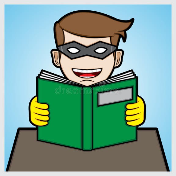 Superhero Reading a Book stock vector. Illustration of characters ...