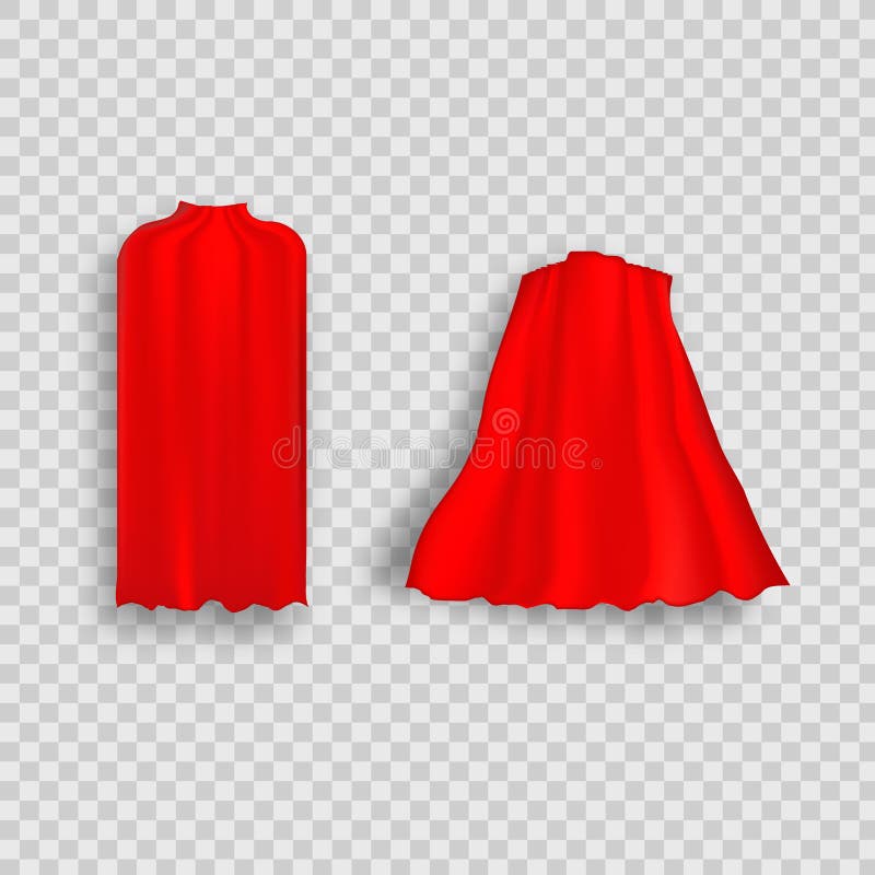 Superhero Red Cape in Different Positions, Front, Side and Back View on ...