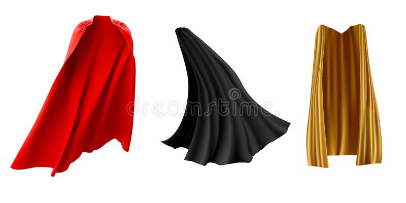 Superhero Red Cape in Different Positions, Front, Side and Back View on ...