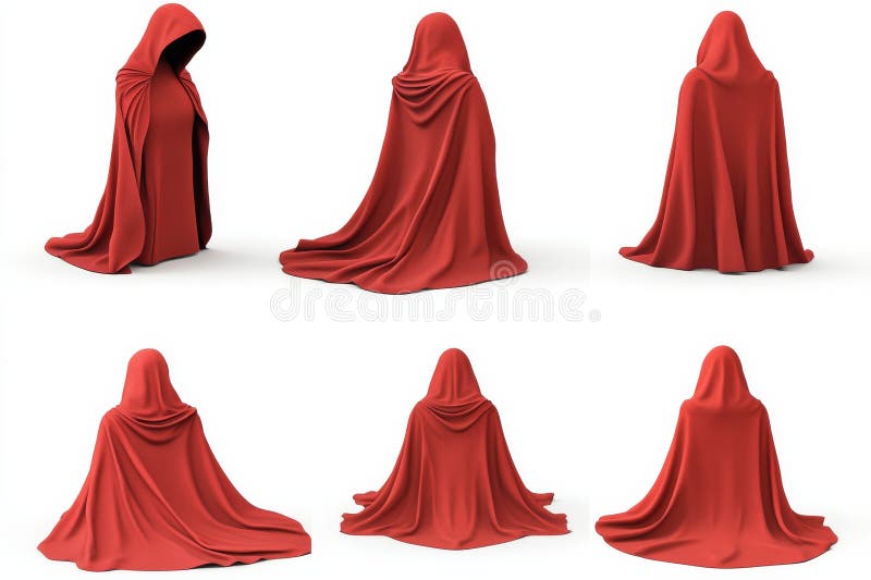 The Superhero Red Cape Set is Depicted in a 3D Illustration with Views ...