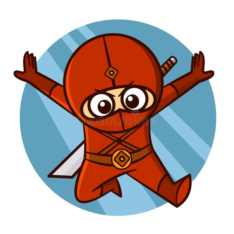 Superhero Red Ninja Jumping Sticker Stock Illustration - Illustration ...