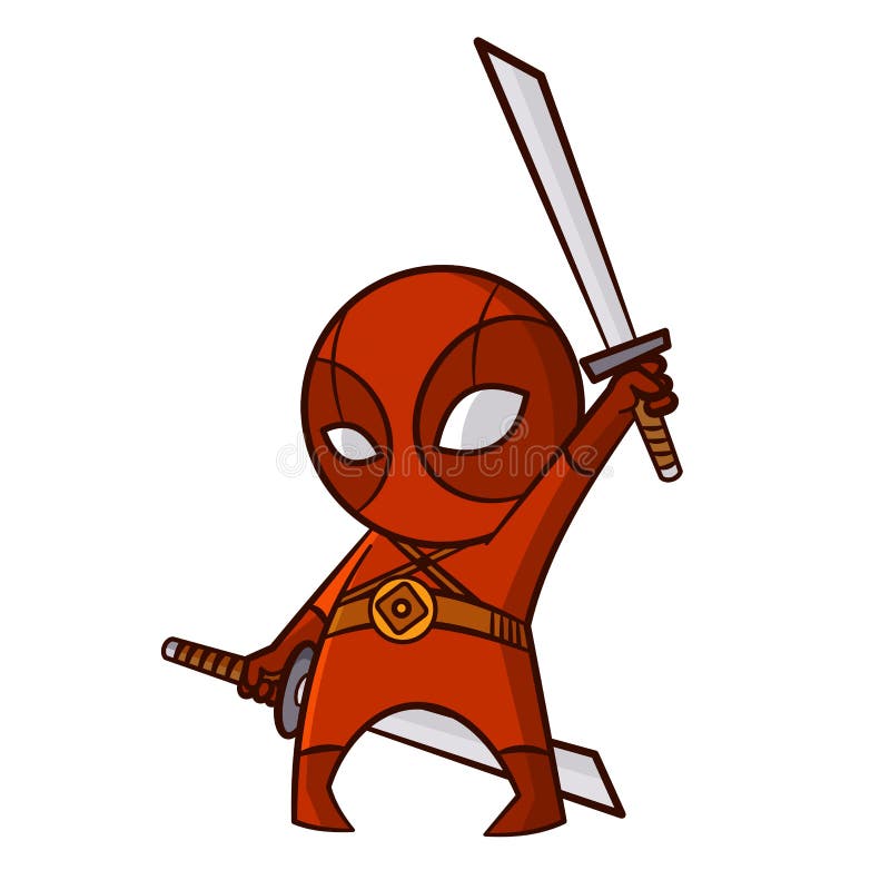 Superhero Red Ninja Sticker Stock Vector - Illustration of baby, cape ...