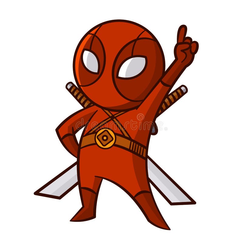 Superhero Red Ninja Sticker Stock Illustration - Illustration of brave ...