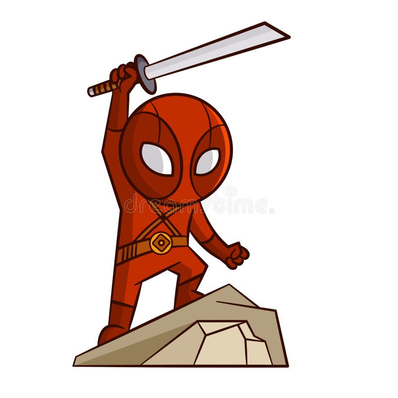 Superhero Red Ninja Sticker Stock Illustration - Illustration of sign ...
