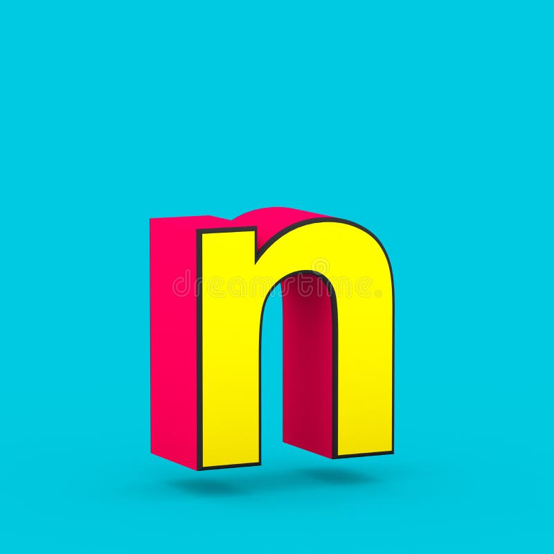 Superhero Red and Yellow Letter N Lowercase Isolated on Blue Background ...