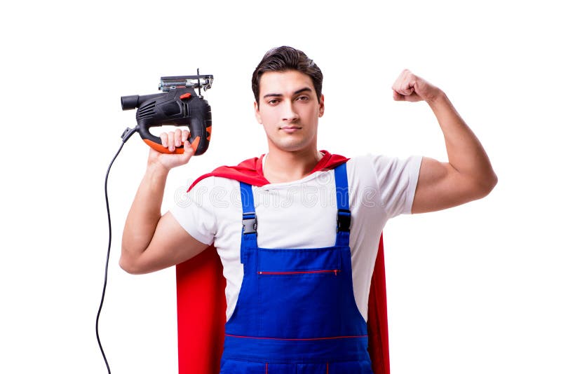 The Superhero Repairman Isolated on White Background Stock Image ...