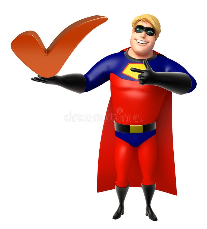 Superhero with Right Sign and Holding Book Stock Illustration ...