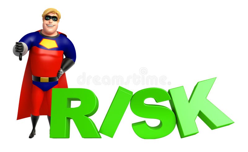 Superhero with Risk sign stock illustration. Illustration of comic ...