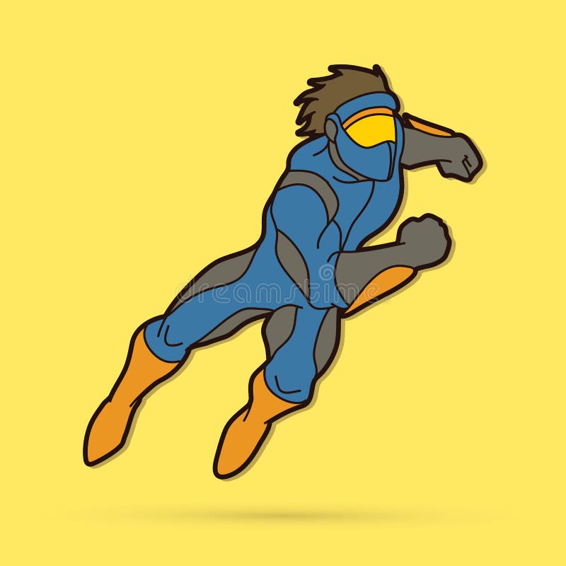 Superhero Running Action, Cartoon Superhero Stock Vector - Illustration ...