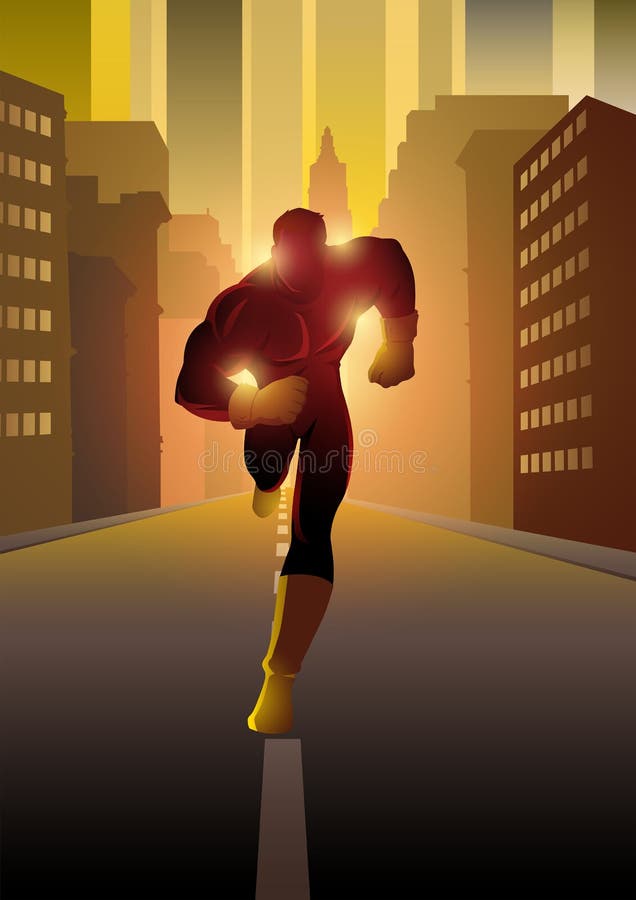 Superhero Running on City Street Stock Vector - Illustration of ...