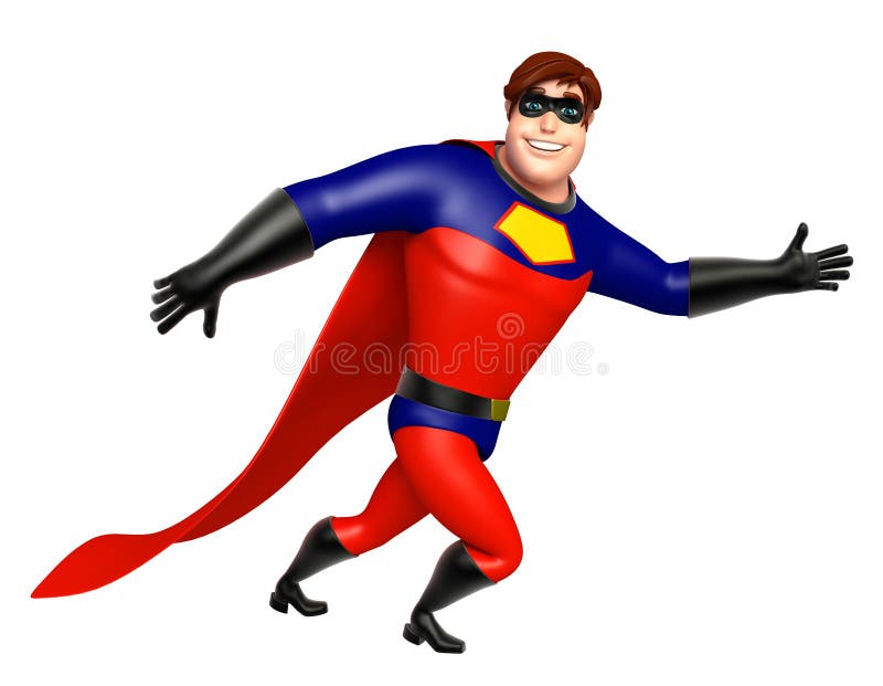 Superhero with Running Pose Stock Illustration - Illustration of ...