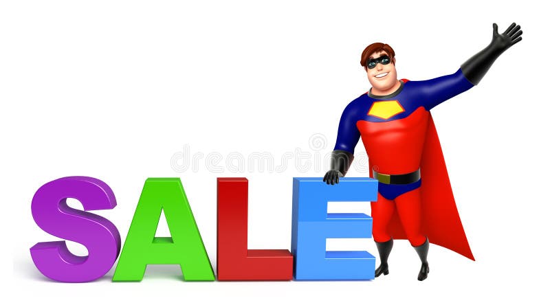 Superhero with Sale sign stock illustration. Illustration of model ...