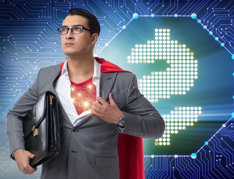 Superhero Saving American Dollar Currency Stock Image - Image of ...