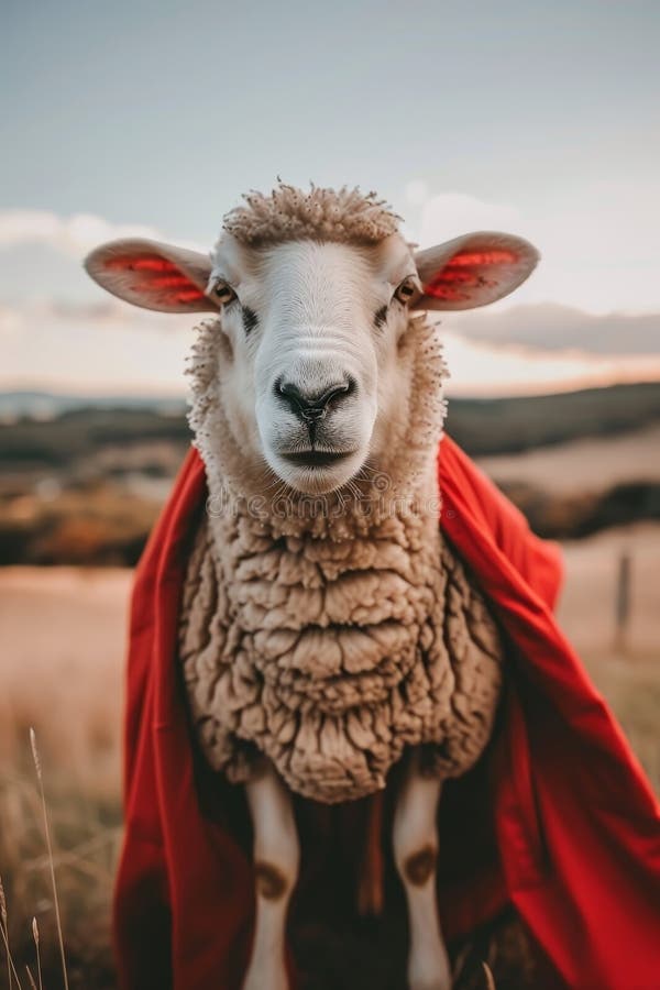 Superhero Sheep in Flight on Gradient Pastel Background with Ample ...