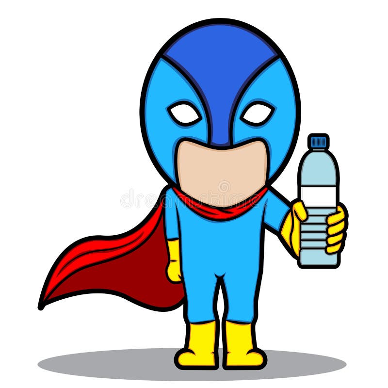 Superhero Showing a Bottle of Drinking Water Stock Vector ...