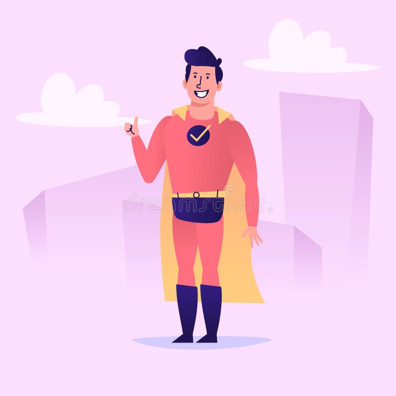 Superhero Smiles and Shows Thumb Up. Vector Character Stock Vector ...
