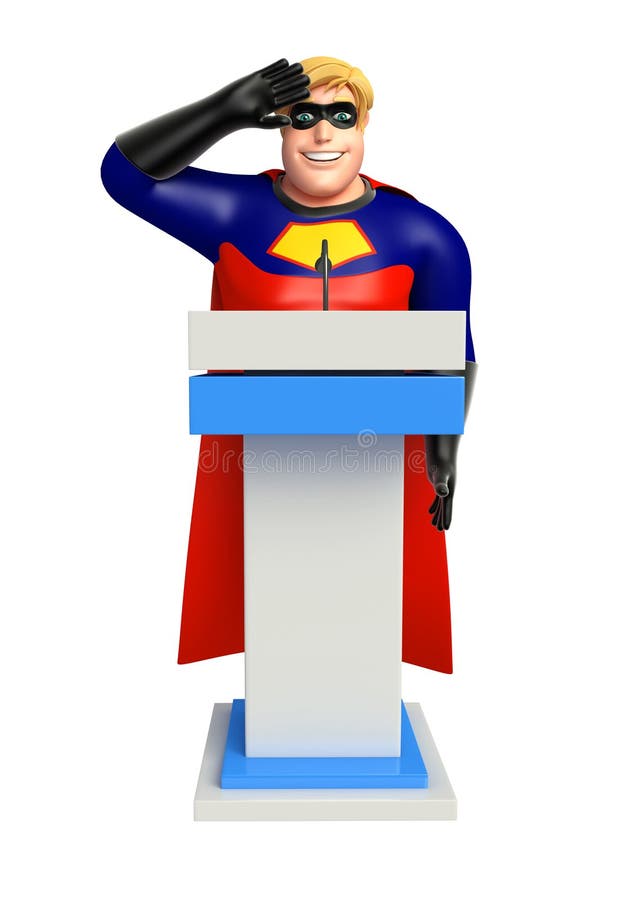 Superhero with Speech Stage Stock Illustration - Illustration of ...