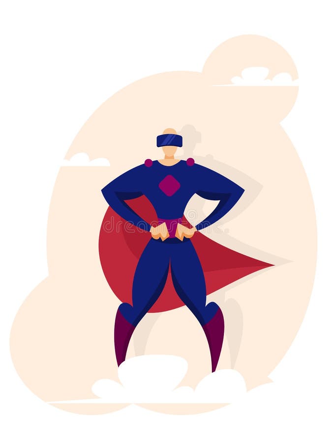 Superhero Standing in a Raincoat Fluttering in the Wind Stock Vector ...