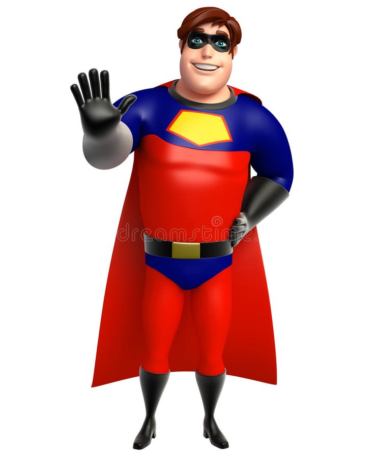 Superhero with Stop pose stock illustration. Illustration of male ...