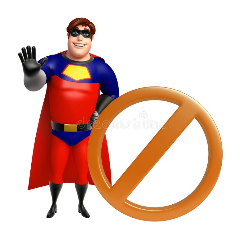 Superhero with Stop sign stock illustration. Illustration of amazing ...