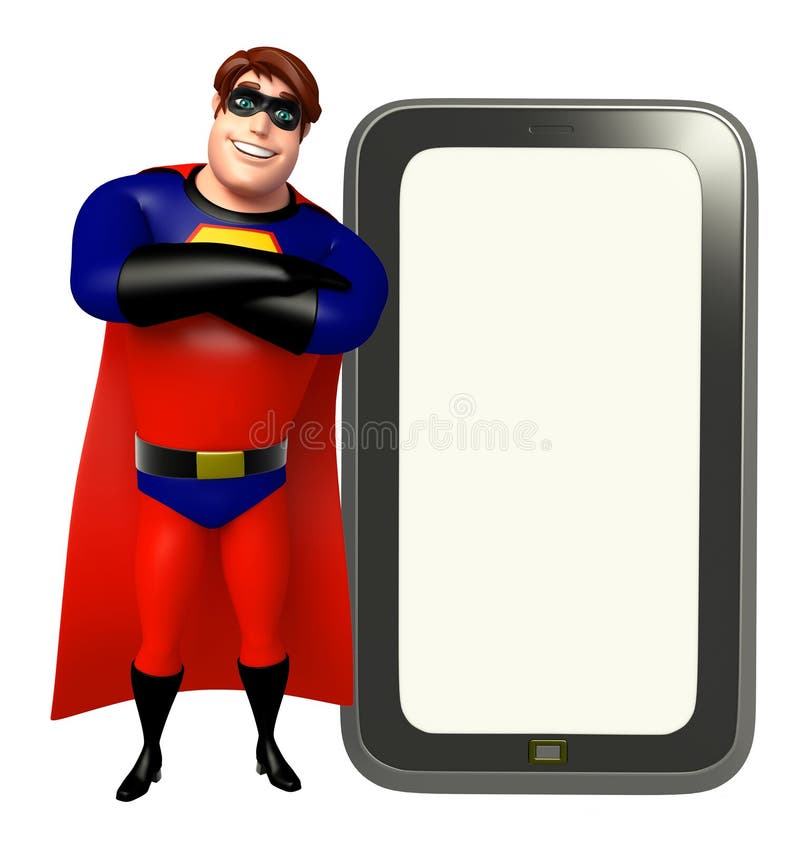 Superhero with Tab stock illustration. Illustration of fight - 77553072