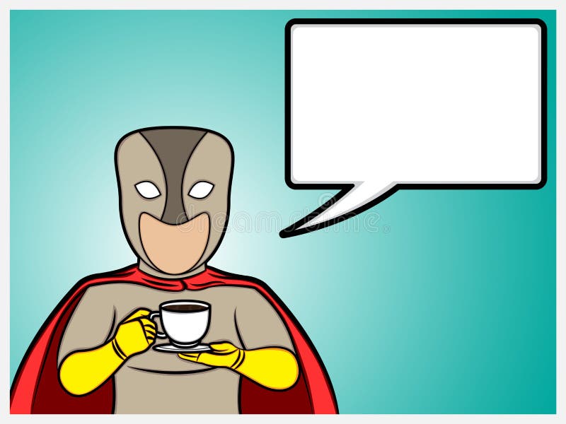 Superhero Talking and Holding a Coffee Cup Stock Vector - Illustration ...