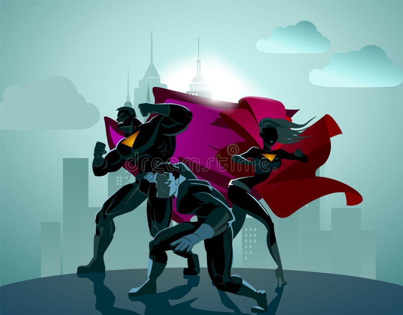 Superhero Team, Super Hero, Teamwork, Teams Stock Illustration ...